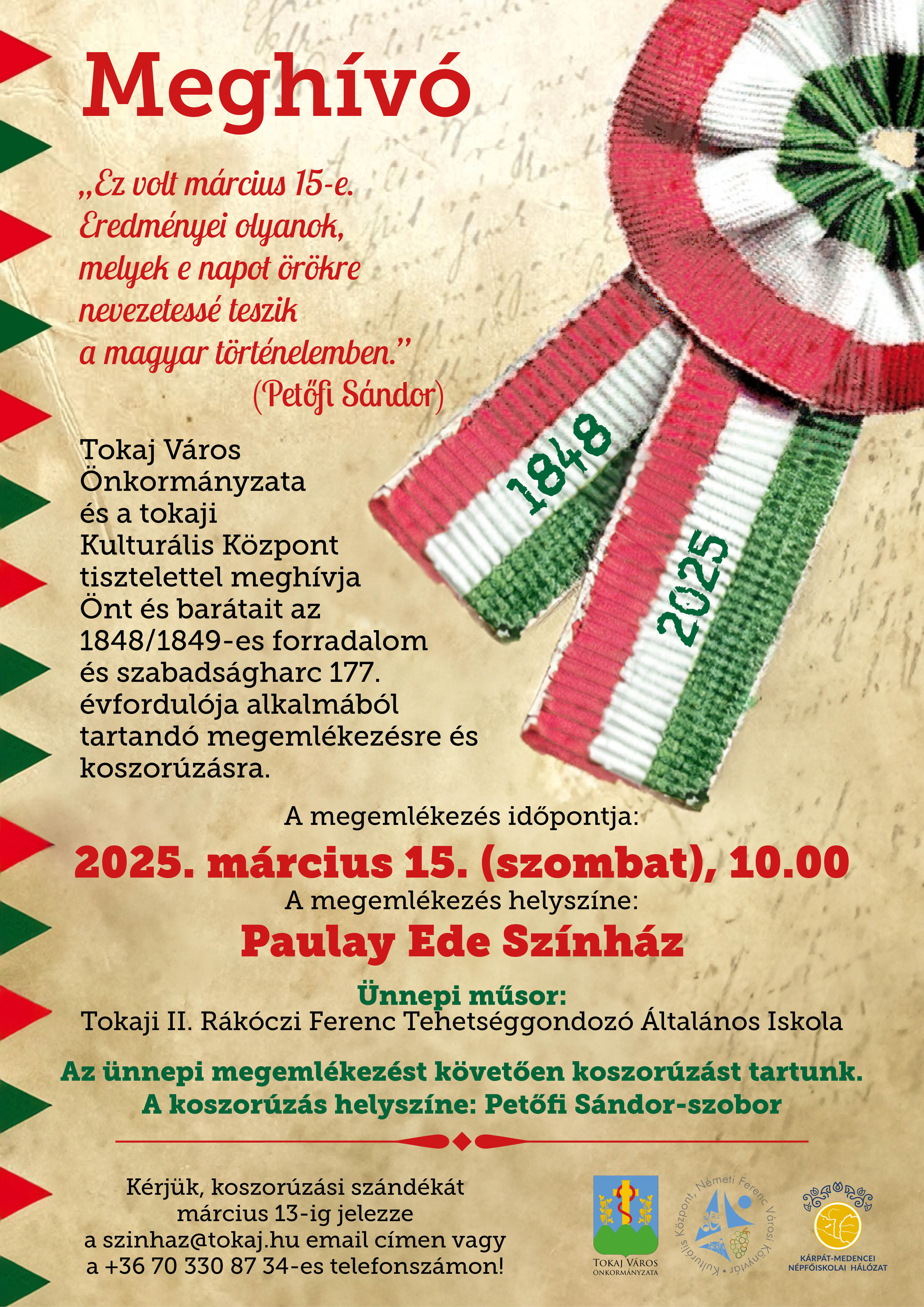 Március 15-i megemlékezés - Tokaj.hu